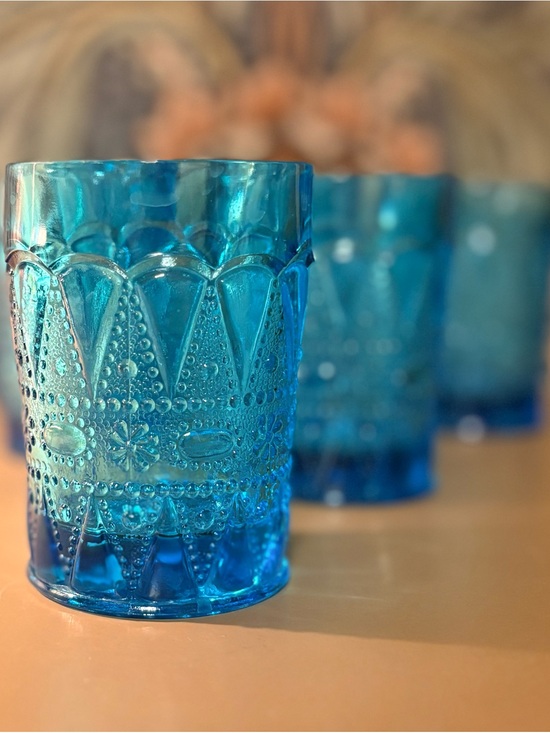 Vintage | Dining | Vintage Kemple Wheaton Blue Glass Lace Dewdrop ...